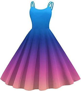 Generic Robe Femme R&eacute;tro Ann&eacute;es 50s 60s C&eacute;r&eacute;monie Robes Chic Rockabilly Pin Up A-Line Polka Dot Swing Robe De Soir&eacute;e Chic Et Elegant sans Manche Au Genou Midi