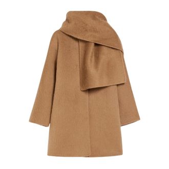 Max Mara Femme, Manteaux, Brun, Taille: 38 FR Manteau en Alpaga et Laine avec Écharpe