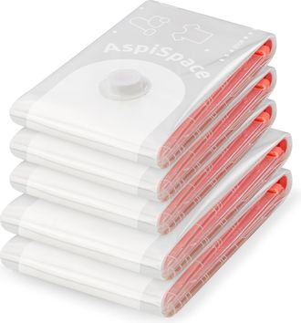 Compactor Set mit 5 Vakuumbeuteln - 3x Gr&ouml;&szlig;e M 90 x 55 cm + 2x Gr&ouml;&szlig;e L 100 x 80 cm - Kompression mit Staubsauger f&uuml;r Kleidung, Bettdecken, Kissen - Platzsparend