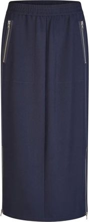 Marc Aurel Femme, Jupes, Bleu, Taille: 40 FR Jupe L&eacute;g&egrave;re &Eacute;lastique avec D&eacute;tails Zipp&eacute;s