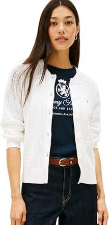 Tommy Hilfiger Cardigan Femme Maille Torsad&eacute;e, Blanc (Ecru), 3XL