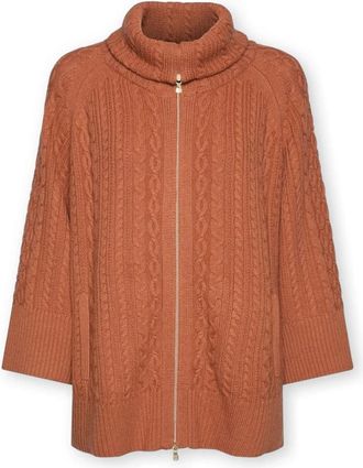 Elena Miro Femme, Pulls, Rose, Taille: 46 FR Cardigan en laine torsad&eacute;e &agrave; col haut