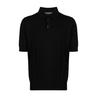 Dolce & Gabbana Homme, Tops, Noir, Taille: 2XL Polo Tricot&eacute;e avec Logo Tiss&eacute;