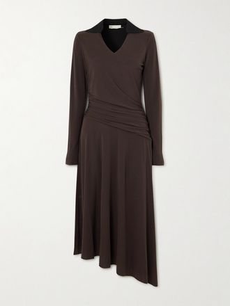 Tory Burch Midikleid Aus Stretch-jersey Mit Raffungen - Braun