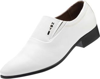 Generic Chaussures professionnelles en cuir pour homme classique verni sans lacets à enfiler - Bout pointu - Talon bloc - Chaussures larges tendance pour homm