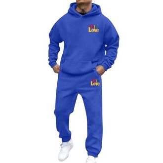 Generic Ensemble sweat &agrave; capuche et pantalon de surv&ecirc;tement pour la Saint-Valentin pour hommes 2026, bleu, 3XL