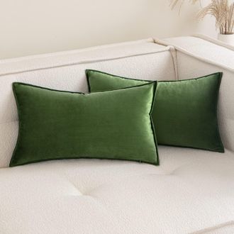 Miulee 2er Set Samt Kissenbezug Flansch Kissenhülle Dekorative Sofakissen Dekokissen Umwickelte Kante Kissenbezüge Zierkissenbezug für Sofa Wohnzimmer Schlaf