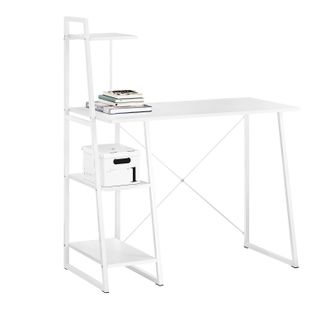 SoBuy FWT29-W Schreibtisch(102x50x75/117cm) Computertisch Arbeitstisch mit 3 Ablageflächen weiß (Ohne Stuhl)