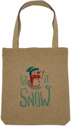 Fabulous Sac Shopping Tote Bag Aspect Lin - Let It Snow Bonhomme de Neige Magie de Noel Hiver - Sac Courses Toile Epaisse 360g Beige Naturel Cabas Port&eacute; Epaule