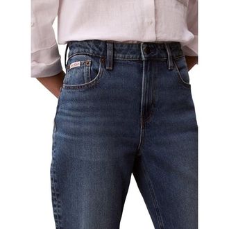Calvin Klein Jean droit taille haute en coton m&eacute;lang&eacute;
