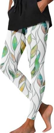 Generic Legging dentra&icirc;nement pour femme - Taille haute - 4 voies - Pantalon de course et de yoga - 3/4 - Noir, vert, 3XL