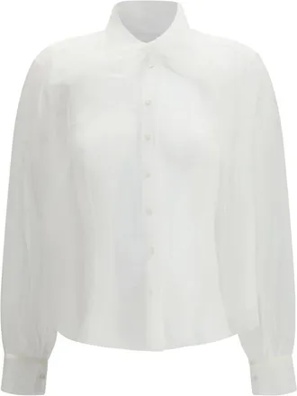 Forte_Forte Chemise en Tulle avec Ceinture - Femme - Blouses et Chemises - Blanc - Taille: 38 FR