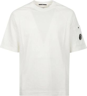 C.P. Company C.p. Company, Homme, Tops, Blanc, Taille: L Light Fleece Short Sleeve SweaT-shirt