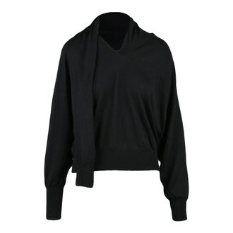 Jucca Femme, Pulls, Noir, Taille: 36 FR Pull &agrave; col en V avec ch&acirc;le