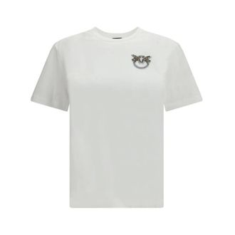 Pinko Pinko, Femme, Tops, Blanc, Taille: 42 FR T-shirt ras du cou en coton