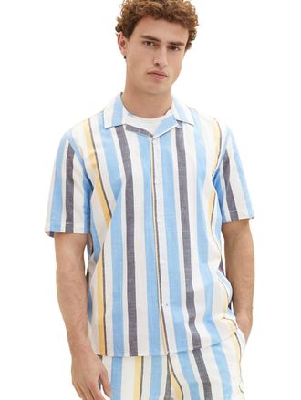 Tom Tailor Herren 1036217 Hemd, 31778 - Blue Multicolor Big Stripe, M