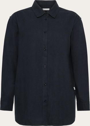 Knowledge Cotton Apparel Damen vegan Hemd Damen Flanell Total Eclipse Navy