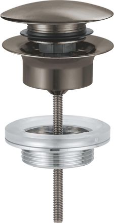 GROHE 65807MG0 Ablaufgarnitur mit Push-Open St&ouml;psel f&uuml;r Waschtische mit &Uuml;berlauf, seidenmatt anthrazit