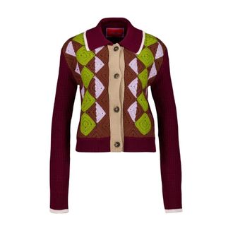 La DoubleJ Wool Crochet Mini Cardigan - - Knitwear - Damen - Mehrfarbig - M