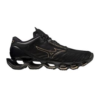 Mizuno Wave Prophecy 12 Stra&szlig;enlaufschuhe f&uuml;r M&auml;nner Schwarz Gold 43 EU