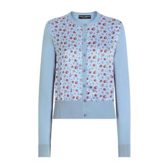 Dolce & Gabbana Femme, Pulls, Bleu, Taille: 38 FR Cardigan &agrave; imprim&eacute; floral