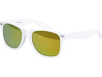 Balinco Lunettes de soleil UV400 CAT 3 CE Rubber - avec charnière à ressort pour femmes & hommes (blanc - jaune)