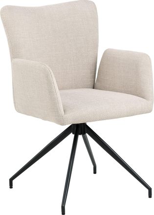 AC Design Furniture Laurikke Esszimmerstühle 2er Set in Beige, Küchenstühle mit Drehfunktion, Polsterstühle in Strukturiertem Stoff und Schwarzem Metallfuß, Elegante Akze
