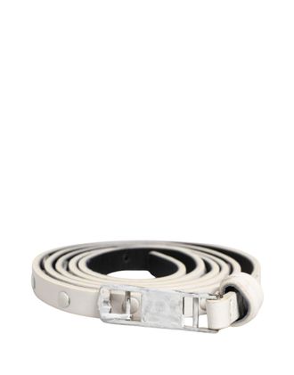 Costume National Mens Leather With Silver Buckle Belt White