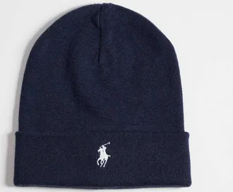 Polo Ralph Lauren bonnet en maille en laine m&eacute;rinos avec logo icon en bleu marine