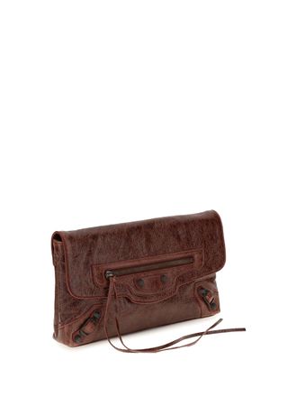 Balenciaga Womens Le City Clutch Lambskin Berry Red Lamb Ovis Aries Clutches