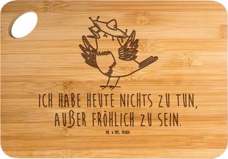 Mr. & Mrs. Panda Bambus - Schneidebrett Rabe Sombrero - Geschenk, Holz Bretter, Holzbrettchen, froh, Gute Laune, Tiermotive, Tiere, lustige Spr&uuml;che