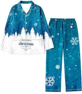 Generic Ensemble de pantalons d&eacute;contract&eacute;s &agrave; manches longues pour femme Motif flocons de neige, blanc, XXL