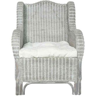 vidaXL Sessel mit Kissen Grau Nat&uuml;rliches Rattan und Leinen - Vidaxl