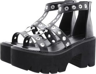 Holibanna Sandales &agrave; Talons Hauts pour Femme Plateforme &Eacute;paisse Antid&eacute;rapante Style Chic et Confortable Mariage et Soir&eacute;e Noir