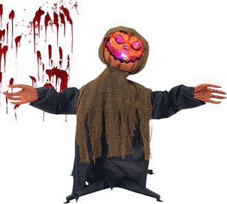 Generic Animierte Halloween Dekorationen - Beängstigend Kürbis Geist Prop - Beängstigend schwingende Dekoration mit Licht und Ton für Garten Patio Pfad Rasen 