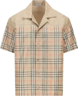 Burberry Homme, Chemises, Beige, Taille: M Front Button Short Sleeve Shirt