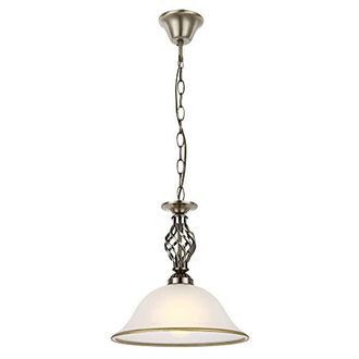 Globo Lighting 60208H Suspension intemporelle en laiton vieilli et verre satiné, bord peint en laiton vieilli