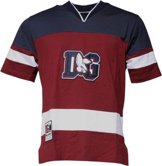 Dolce & Gabbana Homme, Tops, Multicolore, Taille: S T-shirt en coton &agrave; col en V