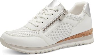 Marco Tozzi Damen Sneaker flach mit Rei&szlig;verschluss Vegan, Wei&szlig; (White Comb), 36 EU