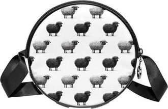 Generic Sac &agrave; bandouli&egrave;re rond pour femme, petit sac &agrave; bandouli&egrave;re en forme de mouton avec fermeture &eacute;clair, bretelles r&eacute;glables, sac &agrave; main rond d&eacute;contract&eacute; 