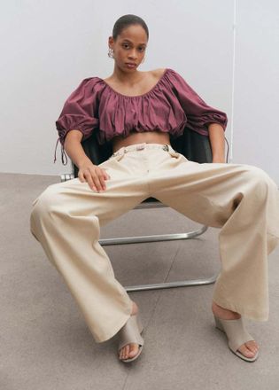 Mango Sandales cuir talon compens&eacute; gris - Femme - 36 - MANGO