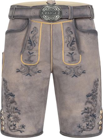 Krüger Herren Trachten Lederhose kurz, Modell: Lederhose Juan mit Gürtel, Knielang, Art.-Nr. 961268-0-0044, 52
