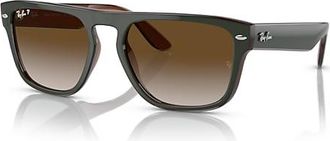 Ray-Ban Rb4407 Sonnenbrillen Grün & Dunkelgrau & Braun Transparent Fassung Braun Glas Polarisiert 57-19