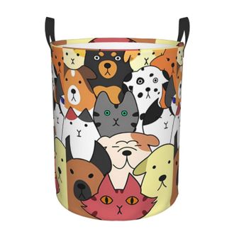Generic S&uuml;&szlig;e Hunde Und Katzen Aufbewahrungskorb Rund Korb Aufbewahrung Mit Henkel W&auml;schebeh&auml;lter F&uuml;r W&auml;schekammer Decken Kleidung