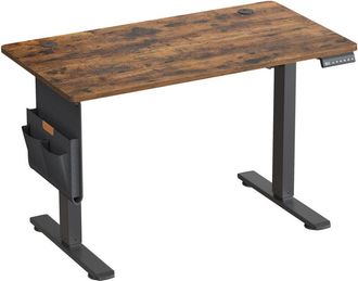 Songmics Bureau R&eacute;glable en Hauteur, 100 x 60 cm, Fonction M&eacute;moire, Port USB-C, Marron et Noir