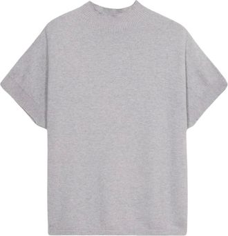 Oltre Femme, Pulls, Gris, Taille: 38/40 FR Pull Col Montant &agrave; Manches Courtes