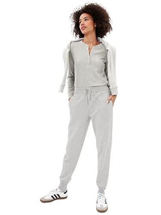 GAP Logo Fleece Jogger Pantalon de survêtement, Gris Clair chiné, Taille XS Femmes