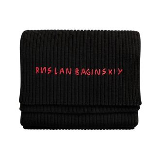 Ruslan Baginskiy Schal aus Wolle mit Monogramm-Stickerei - - Accessories - Damen - Schwarzk - ONE SIZE