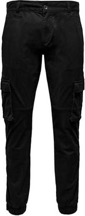 Only & Sons Pantalon Cargo pour Homme Onscam - Pantalon Cargo fuselé, Noir, 33W / 30L