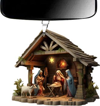 Generic Krippenschmuck,Krippenanh&auml;nger | Weihnachtskrippe Christbaumschmuck | Krippen-Weihnachtsbaumschmuck, 3D-Krippenanh&auml;nger aus Acryl, Festliche, stabile 
